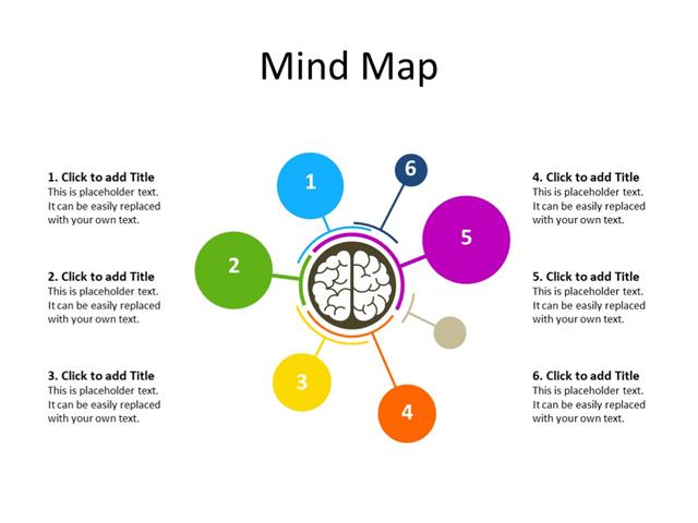PPT Slide-Mindmap diagram - 7 connections - Multicolor