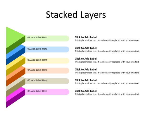 PPT Slide-Stage Diagram - 6 layers - Multicolor
