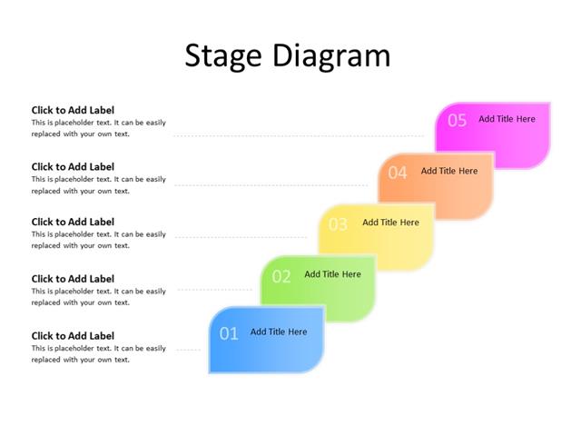 PPT Slide-Stage Diagram - 5 stages - Multicolor