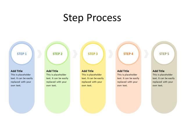 PPT Slide-Steps Diagram - 5 steps - Multicolor