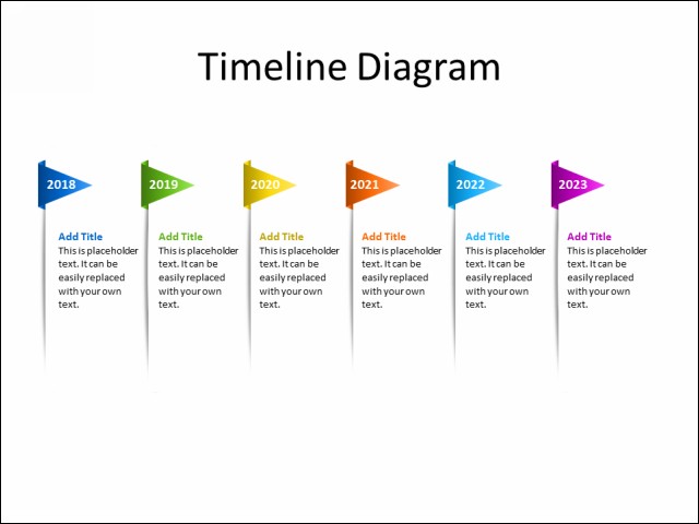 PPT Slide-Timeline Diagram - 6 Flags - Multicolor