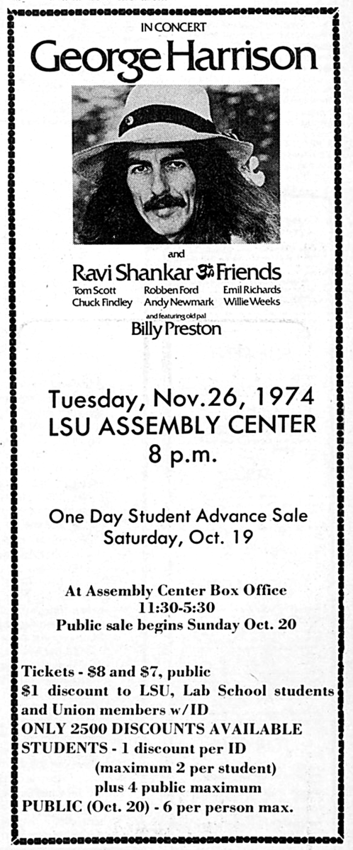 George Harrison's Concert & Tour History | Concert Archives
