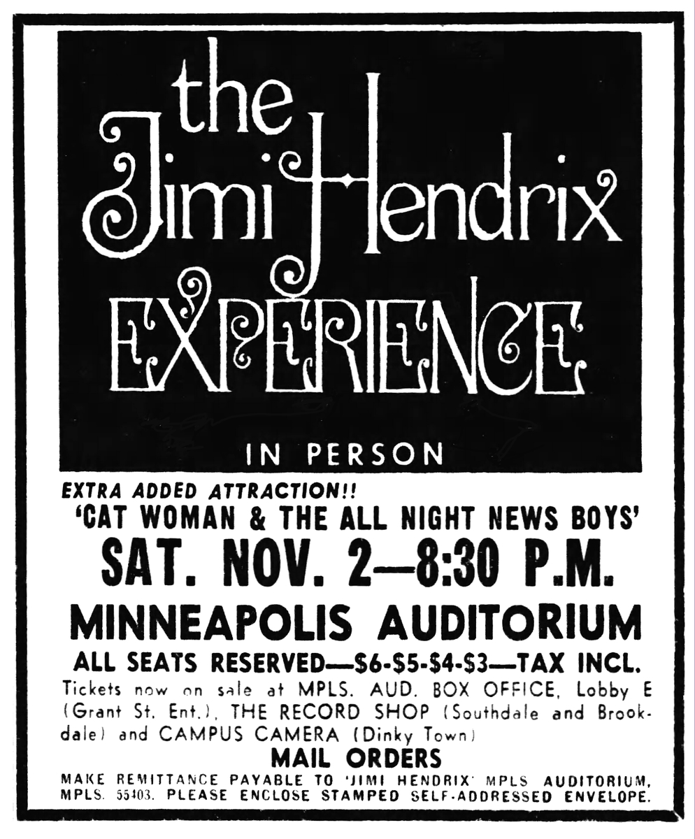 11/02/1968: Jimi Hendrix / Cat Mother and the All Night Newsboys at ...