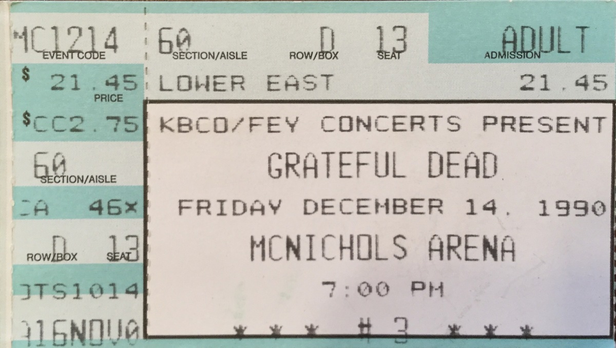 Dec 14, 1990: Grateful Dead at McNichols Sports Arena Denver, Colorado ...