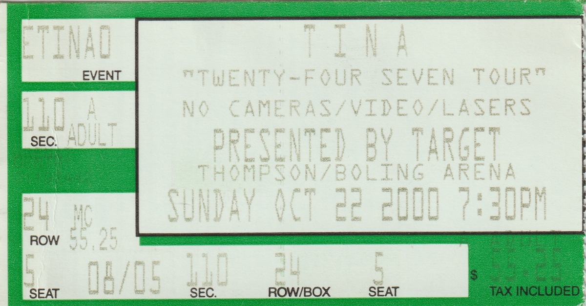 Oct 22, 2000: Tina Turner / Joe Cocker at Thompson-Boling Arena ...