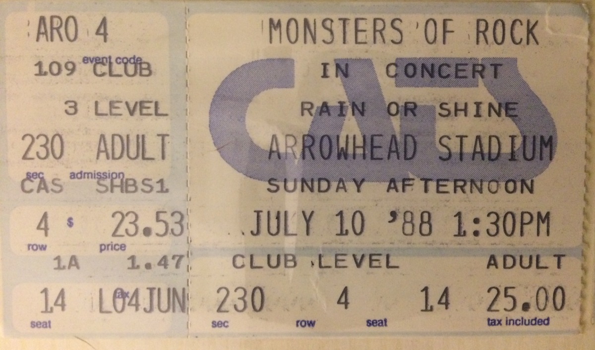 07/10/1988: Monsters of Rock @ Arrowhead Stadium | Concert Archives