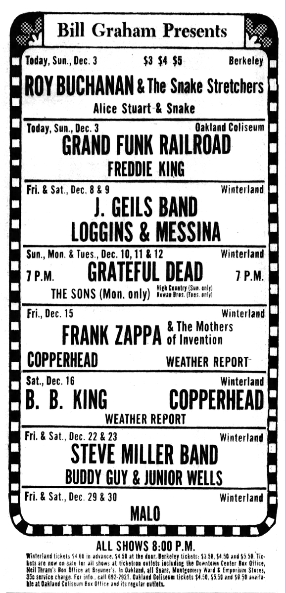 Concert History of Winterland San Francisco, California, United States ...