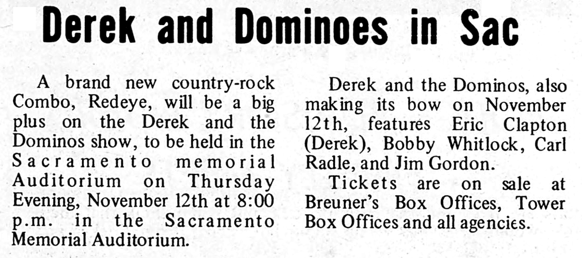 Derek and the Dominos Concert & Tour History | Concert Archives