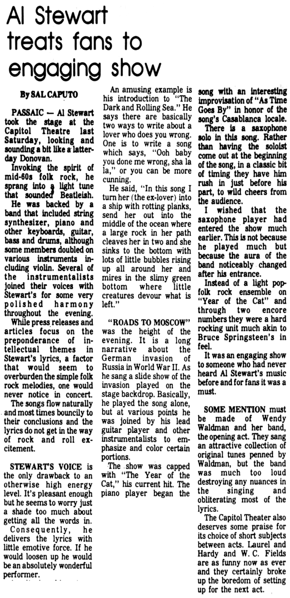 Al Stewart Concert & Tour History (Updated for 2022) | Concert Archives