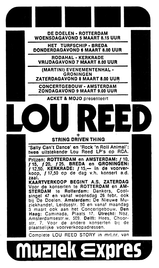 Lou Reed Concert & Tour History | Concert Archives