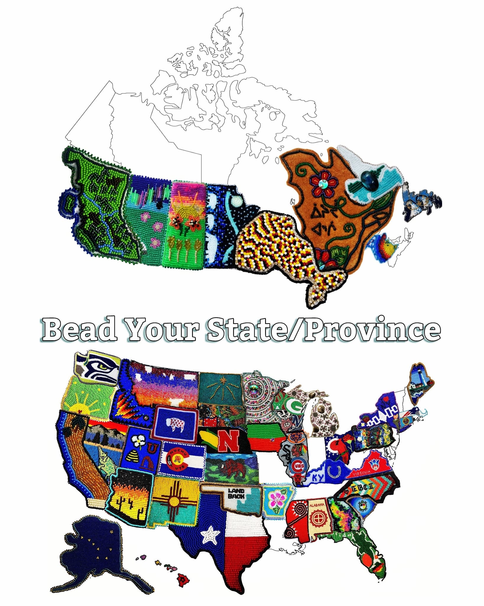 North American beaded map mosaic project bringing nations together ...