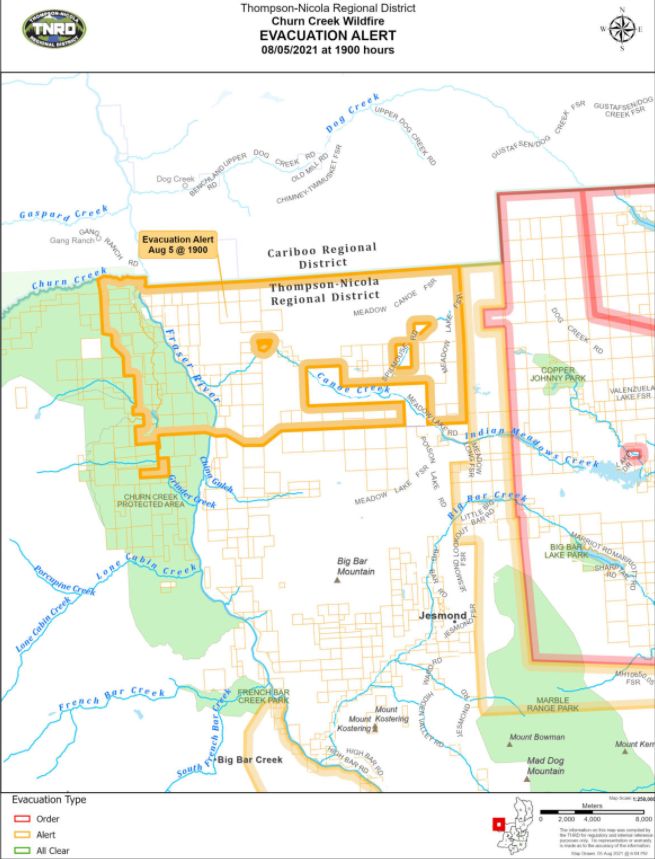 Churn Creek wildfire leads to Evacuation Alert west of 70 Mile House | B100