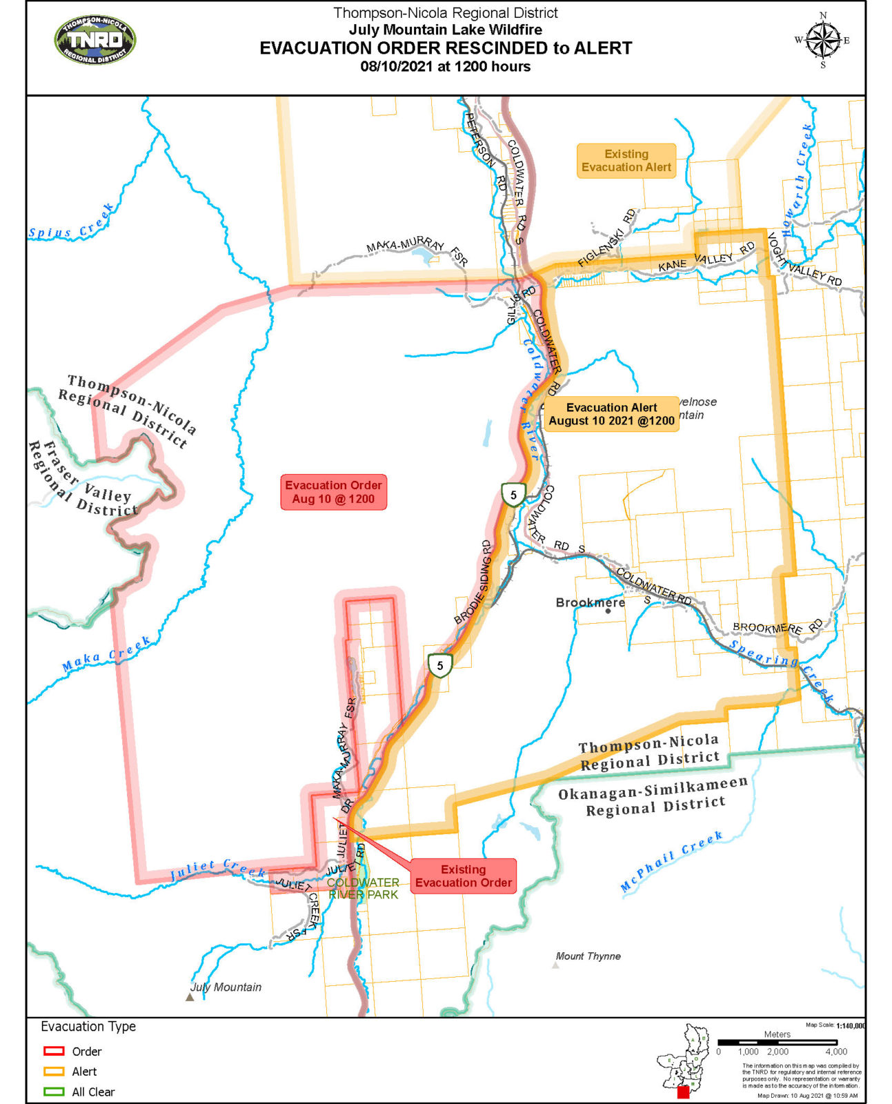 TNRD partially downgrades Evacuation Order south of Merritt | CFJC ...