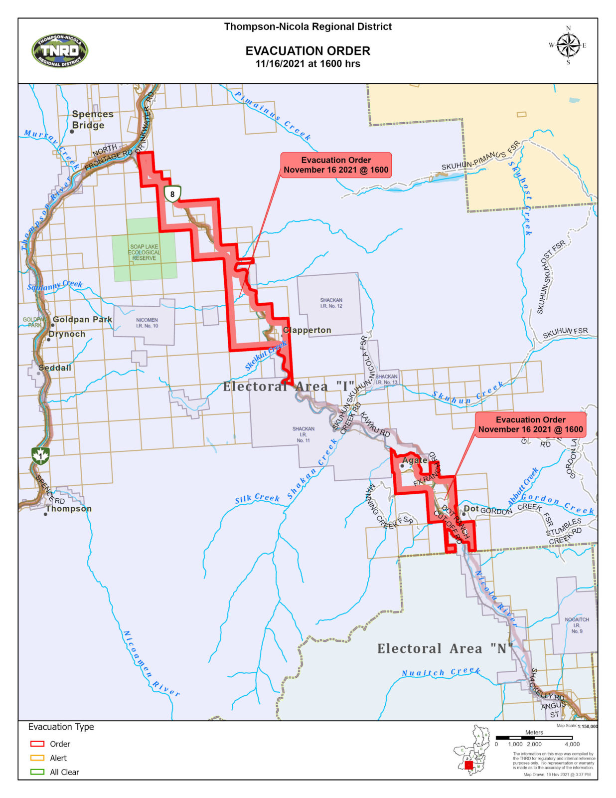 TNRD issues evacuation orders to 37 properties south of Spences Bridge ...