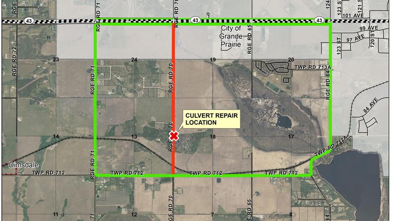 Section of Range Road 70 temporarily closed for culvert replacement ...