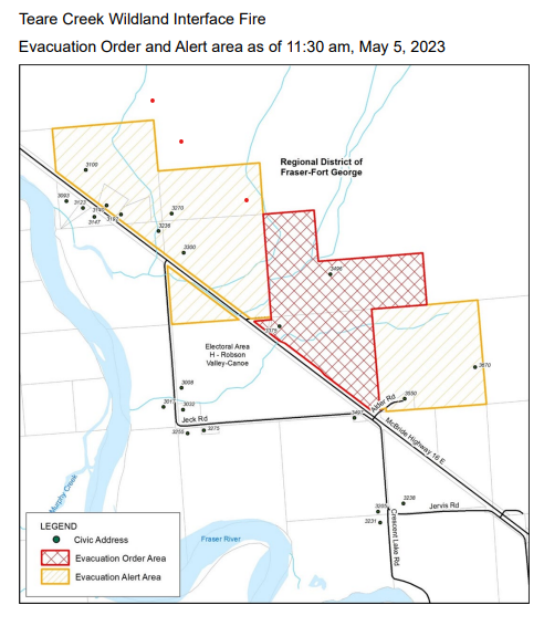 Evacuation order & alerts issued for Teare Creek fire outside McBride ...