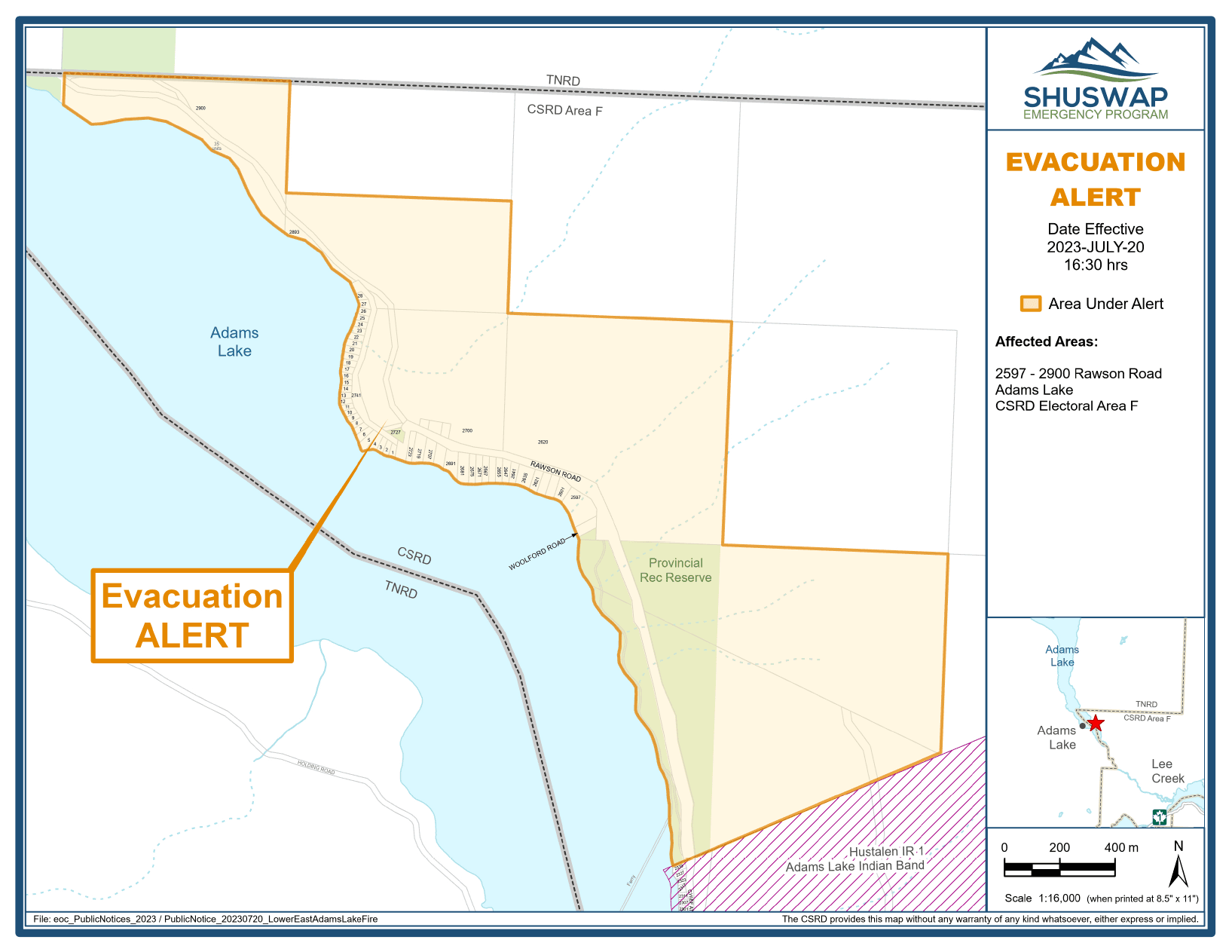 UPDATE: Evacuation Alerts expanded for Shuswap area | Vernon Matters
