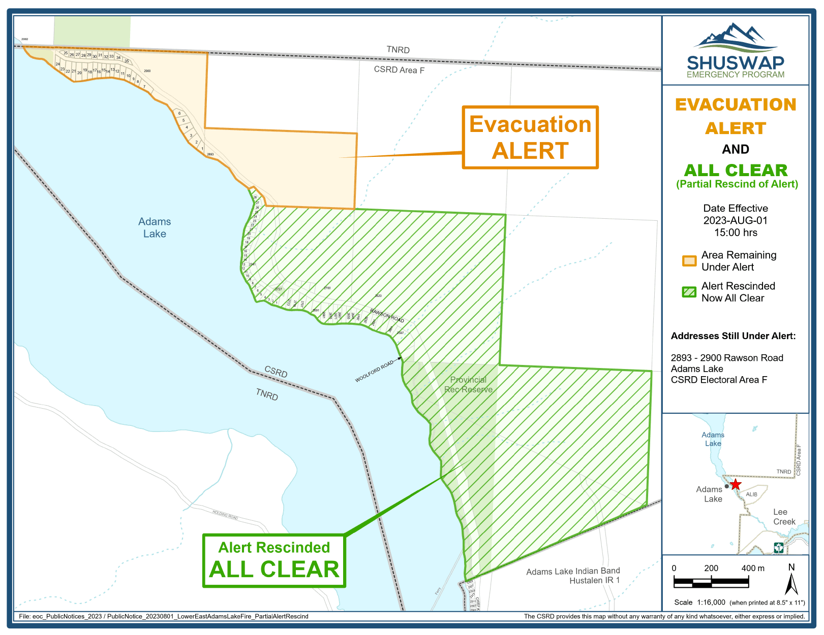 Evacuation alert partially lifted for Adams Lake Wildfire | Vernon Matters