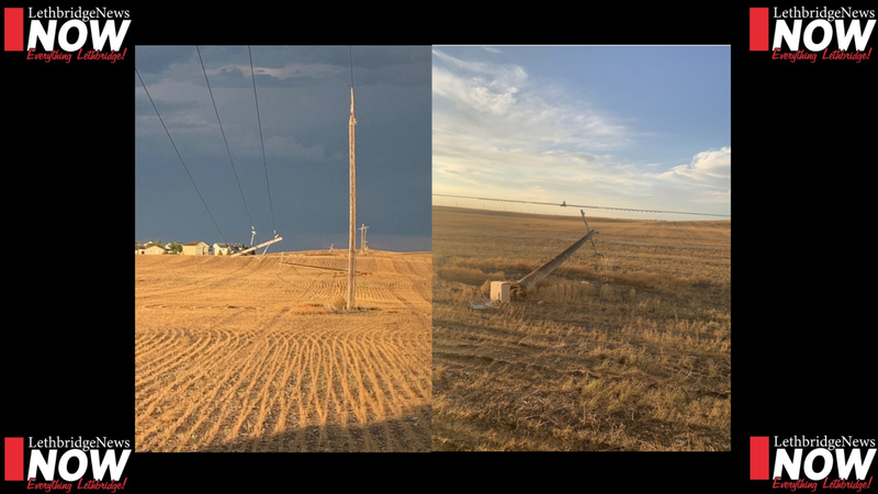 Wind knocks down power poles in west Lethbridge | Lethbridge News Now