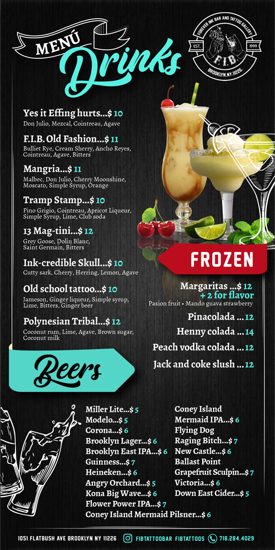 Menu - FIB Tattoo Bar
