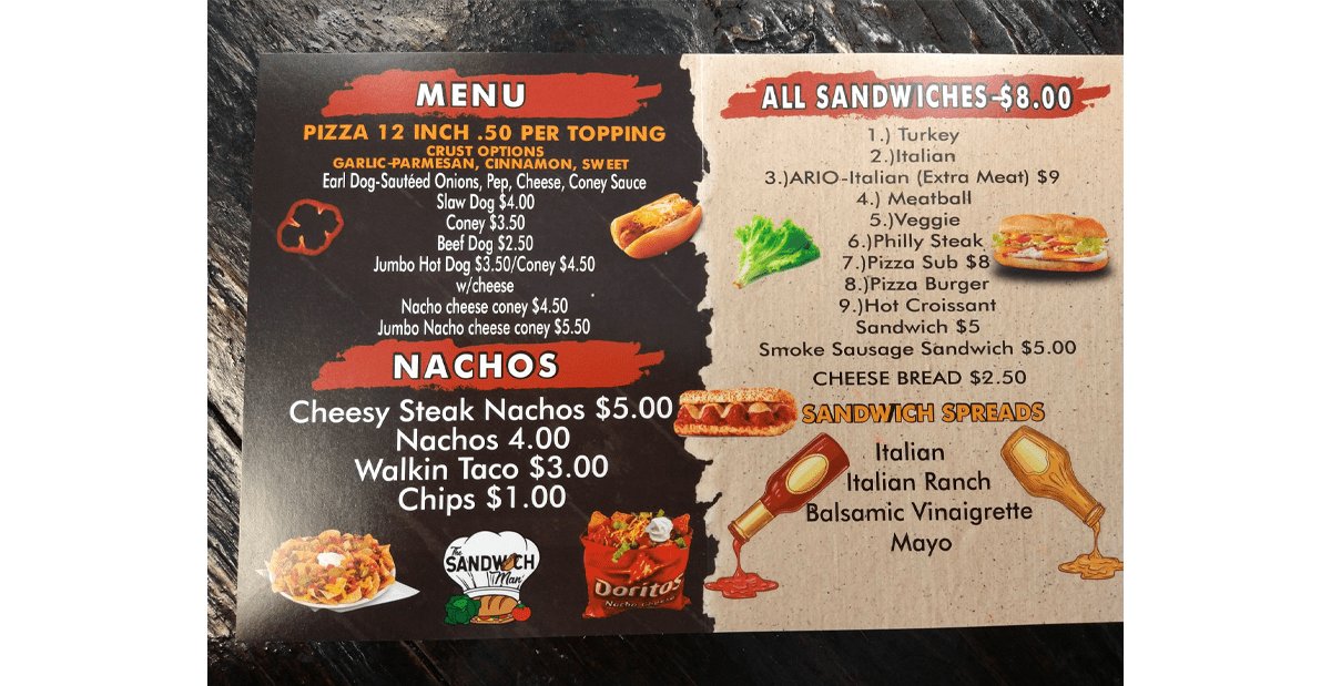 Menu - The Sandwich Man