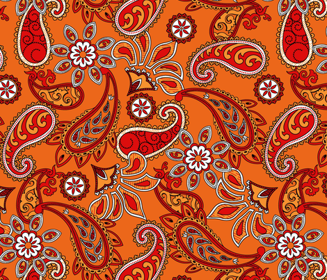 Orange_Paisley fabric - shelley0917 - Spoonflower