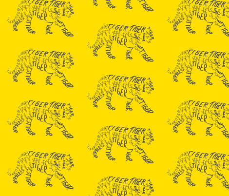 Tiger Calligram fabric - blue_jacaranda - Spoonflower
