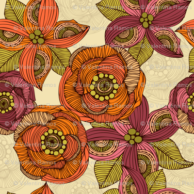 Orange and Purple fabric - valentinaharper - Spoonflower