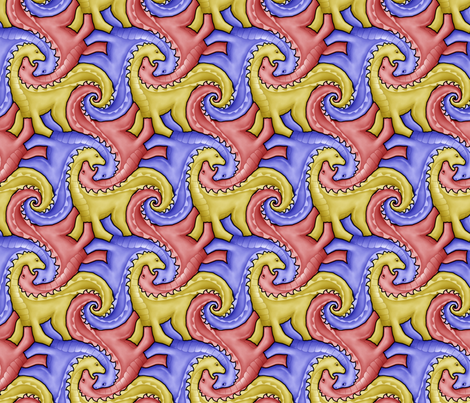 Dinosaur Tessellation fabric - bugman - Spoonflower