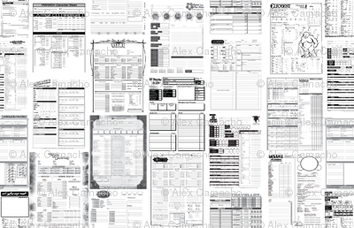 RPG Character Sheets fabric - quietlyscheming - Spoonflower