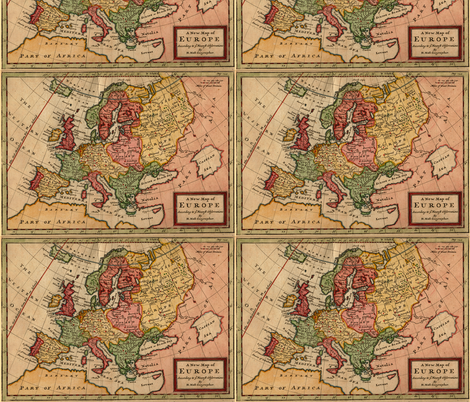 1721 Map of Europe by Moll fabric - zephyrus_books - Spoonflower