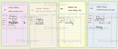 YA Library Book Slips (please zoom for detail!) fabric - nightgarden ...
