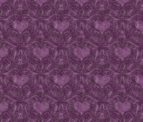 Purple Heart Damask fabric - mystikel - Spoonflower