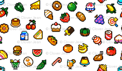 Super Mini Pixel Foods fabric - lovelylatte - Spoonflower