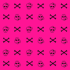 Black Girly Skulls - Spoonflower