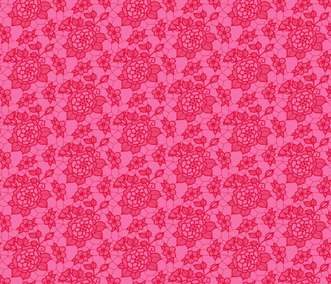 Dark pink lace flower on medium pink fabric - victorialasher - Spoonflower