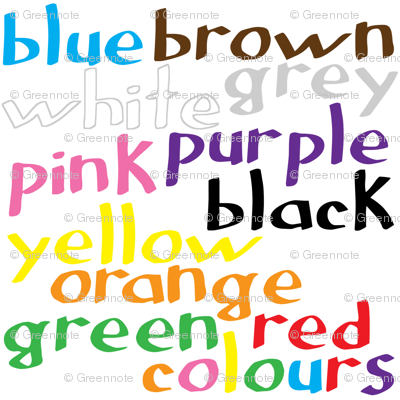 English colour words fabric - greennote - Spoonflower