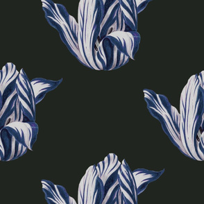 midnight Tulips in navy - Spoonflower