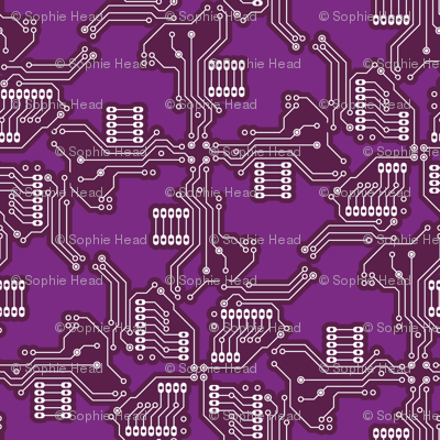 Purple Circuit Board Repeat fabric - soph237 - Spoonflower