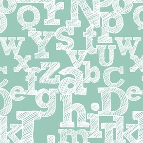 Sketched Alphabet on Teal - Spoonflower