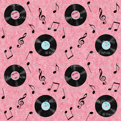 Fab 50s Music Notes and Records giftwrap - krwdesigns - Spoonflower