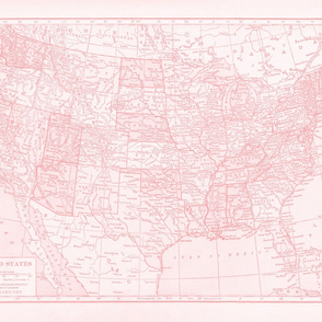 Minimalist Pink map of United States-ed - Spoonflower