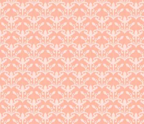 lace cutout pale coral damask fabric - glimmericks - Spoonflower