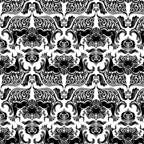 I Love Craft (Cthulhu Damask) black and - Spoonflower