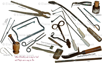 Medieval Medical Tools with Titles fabric - authorelaine - Spoonflower