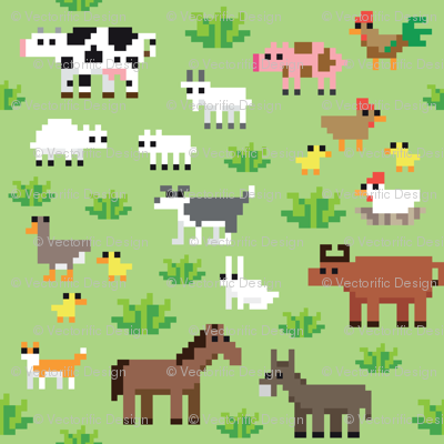 pixel-farm wallpaper - vectorific_design - Spoonflower