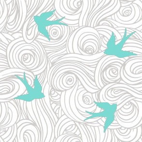 Large Scale Take Flight in Teal - Spoonflower