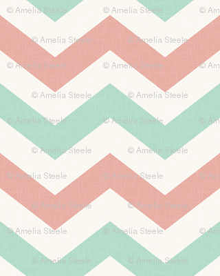 Mint And Coral Chevron Wallpaper