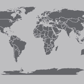 Dark gray light gray world map | Spoonflower