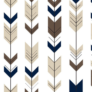 Fletching Arrows // Navy/tan/dark brown - Spoonflower